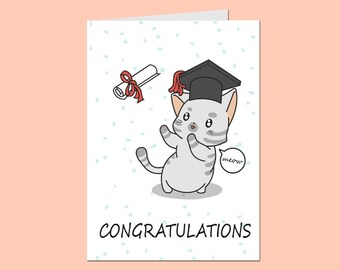 Funny Cat Graduation Card - Etsy