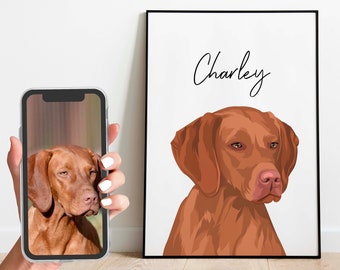 Custom Dog Portrait Poster, Personalized Dog Wall Art, Colorful Dog ...