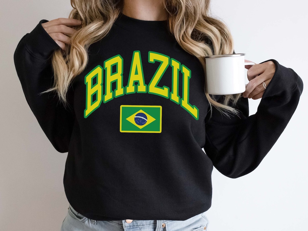 Brésil Sweatshirt Preppy Brésil Pull over Unisexe Fit Brazilian Flag ...