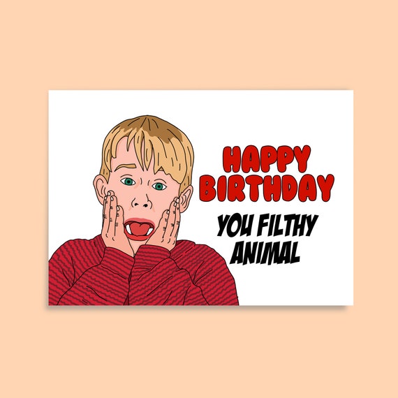 Funny Home Alone Birthday Card Custom Novelty Birthday Cards | Etsy