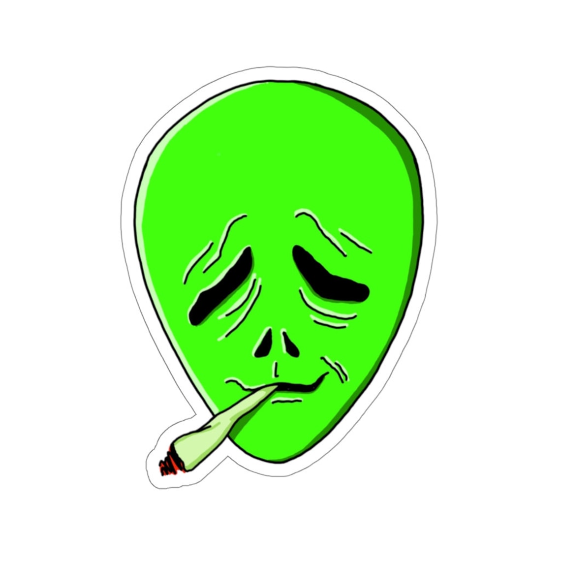 Weed Smoking Alien Sticker Funny High Alien Sticker Gift Weed - Etsy