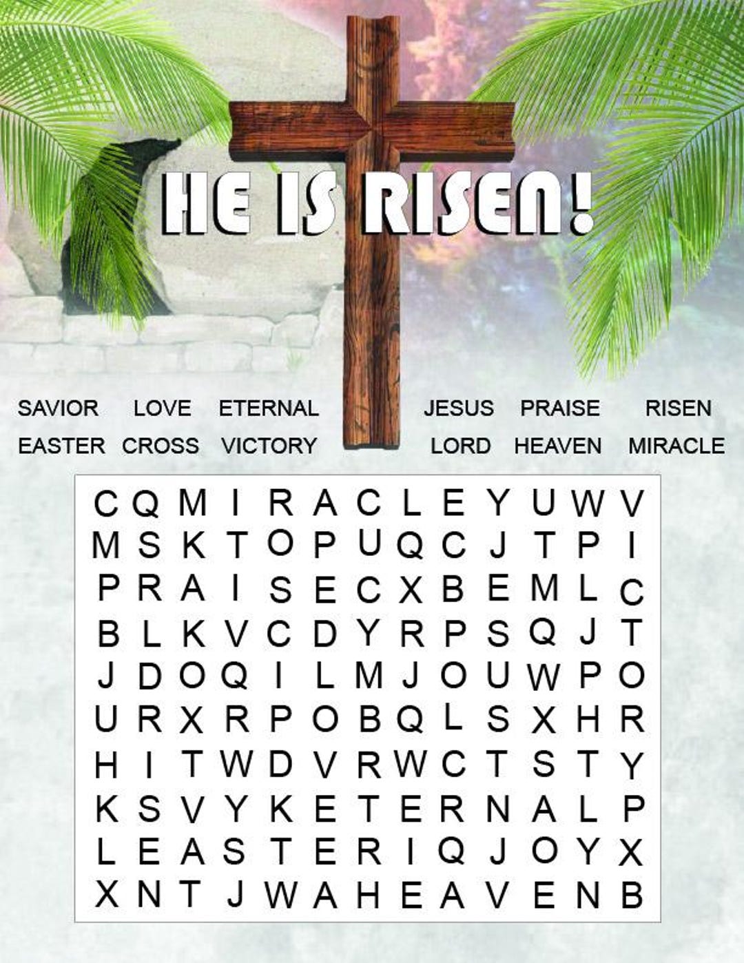 Easter Word Search Puzzle Church Activities for Kids - Etsy