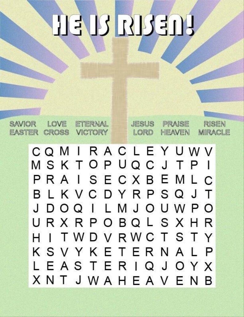 He is Risen! Word Search - Church Activities for Kids - Etsy