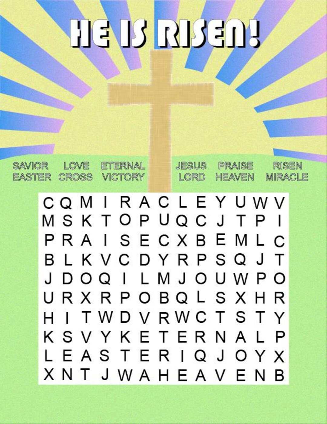 He is Risen! Word Search - Church Activities for Kids - Etsy