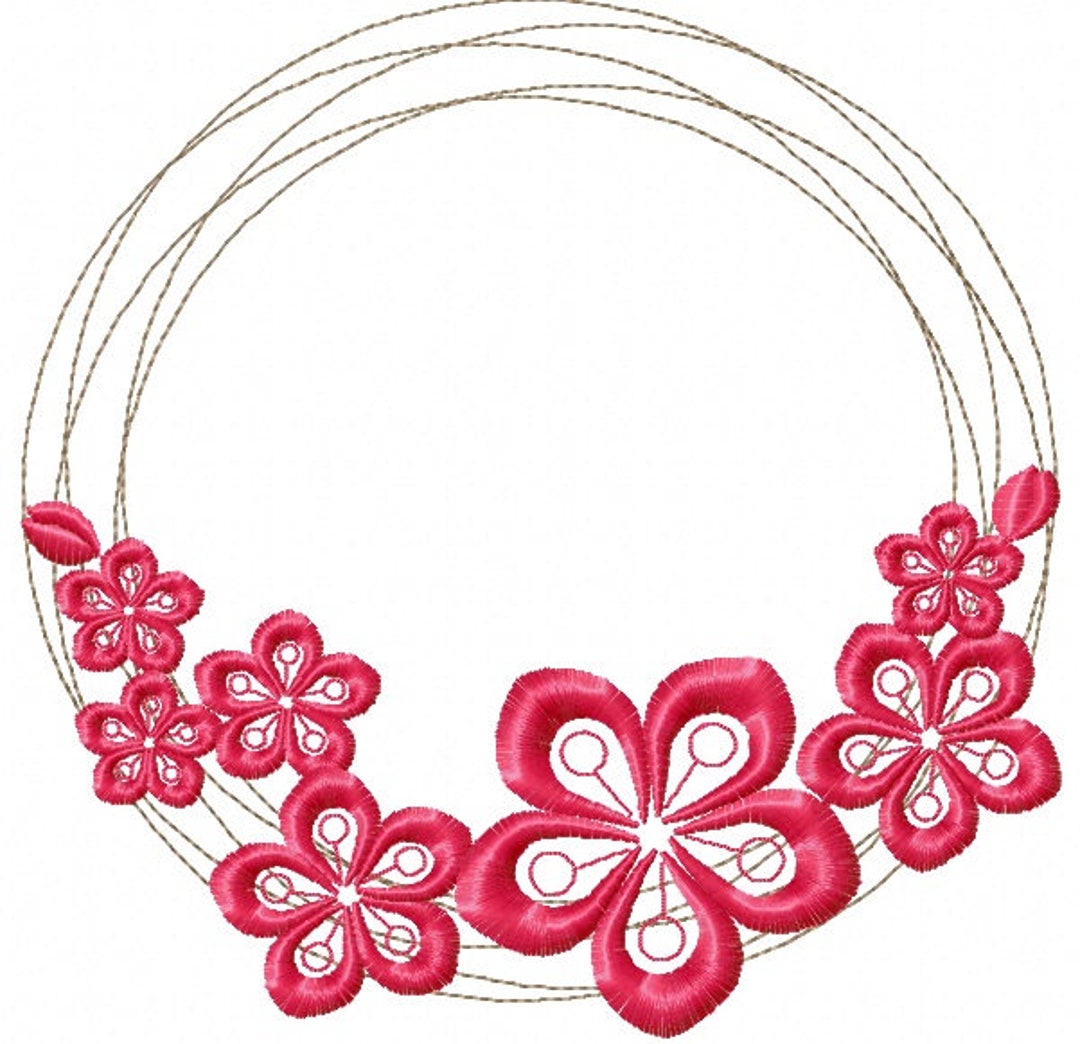Sakura Flowers Wreath Machine Embroidery Design - Etsy
