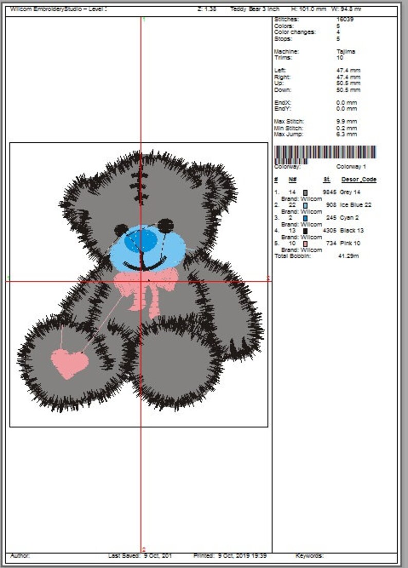Cute Blue Teddy Bear & Heart Machine Embroidery Design | Etsy