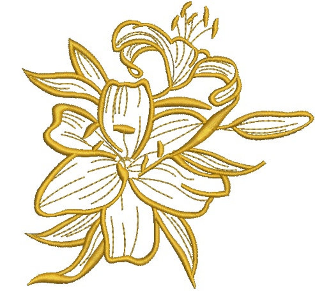 Bouquet Lilies Machine Embroidery Design - Etsy