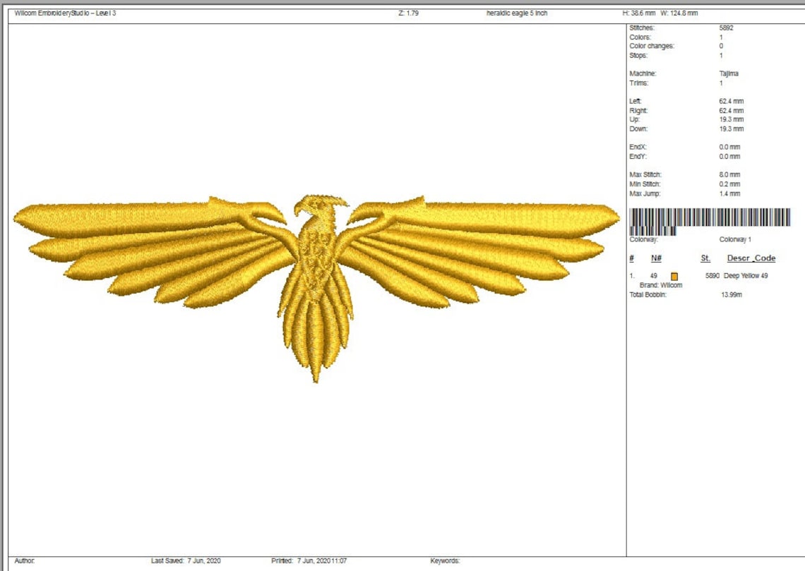 Heraldic Eagle Embroidery Machine Embroidery Design Instant | Etsy