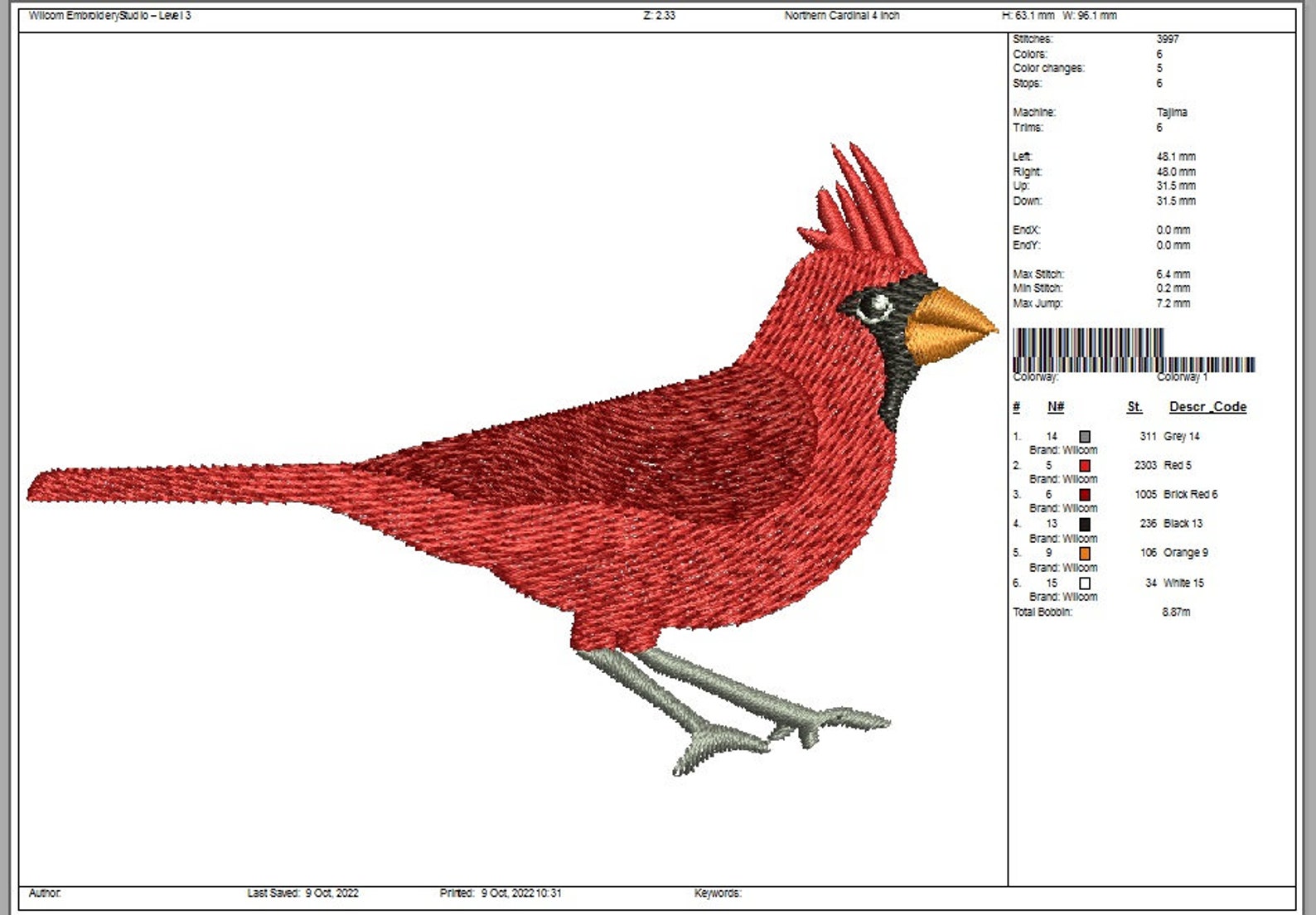 Northern Cardinal Machine Embroidery Design Instantly - Etsy