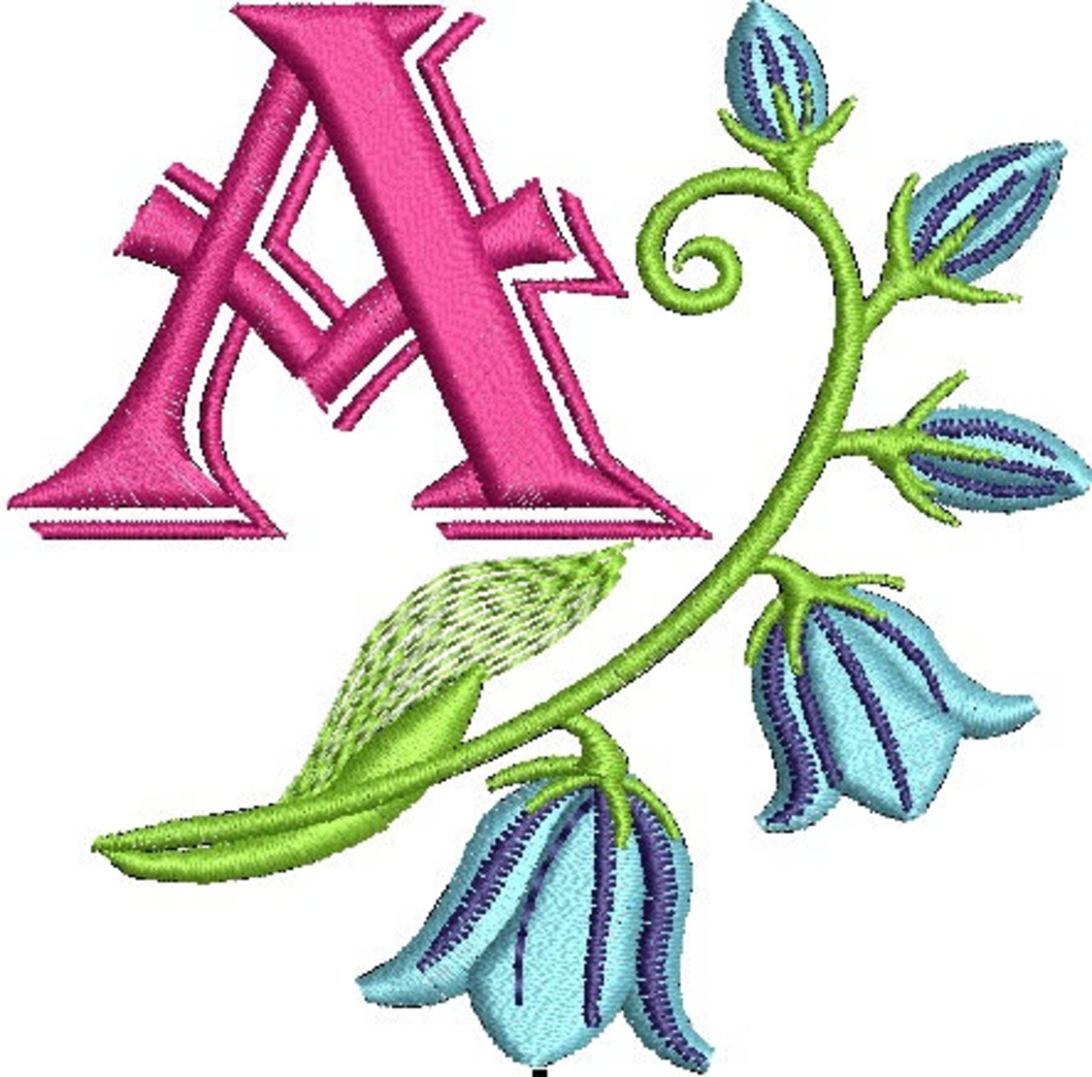 Blue Bell Flowers Font / Monogram Alphabet Machine Embroidery - Etsy