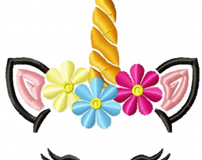 Unicorn Face Head Embroidery Machine Embroidery Design - Etsy