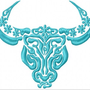 Bull Skull Pattern Taurus Machine Embroidery Design, Instant Download ...