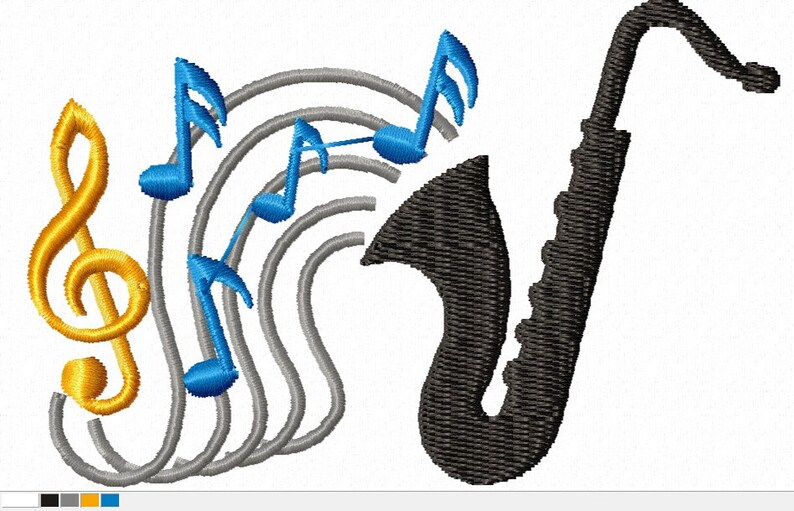 Saxophone and Musical Notes Music Notes Machine Embroidery - Etsy