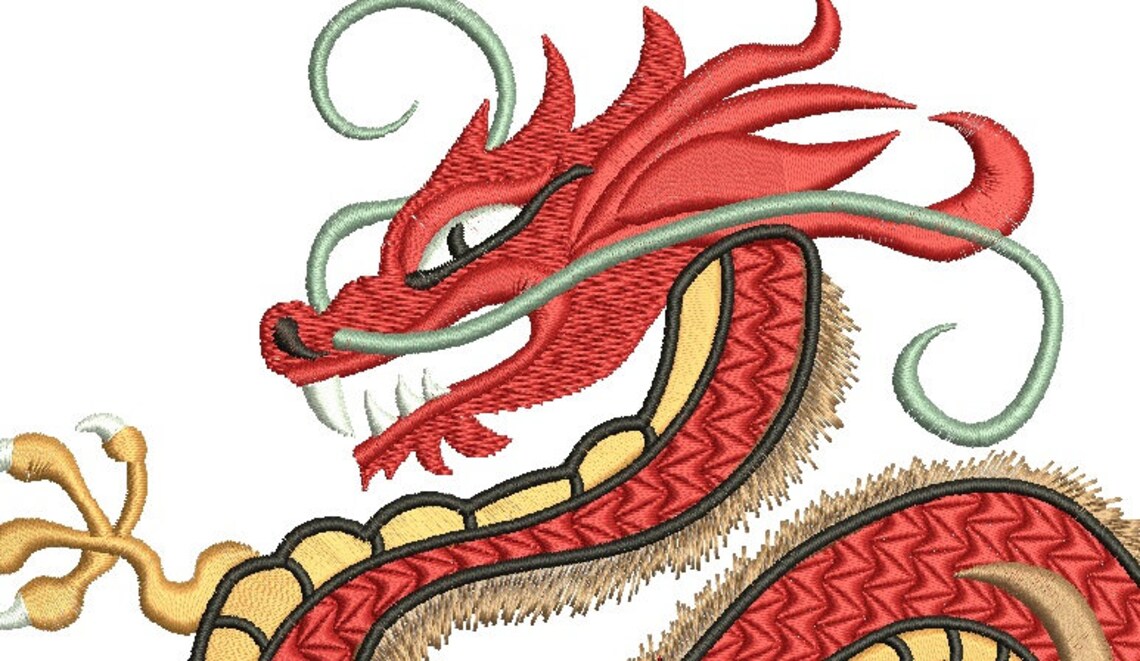 Traditional Chinese Dragon Machine Embroidery Design - Etsy