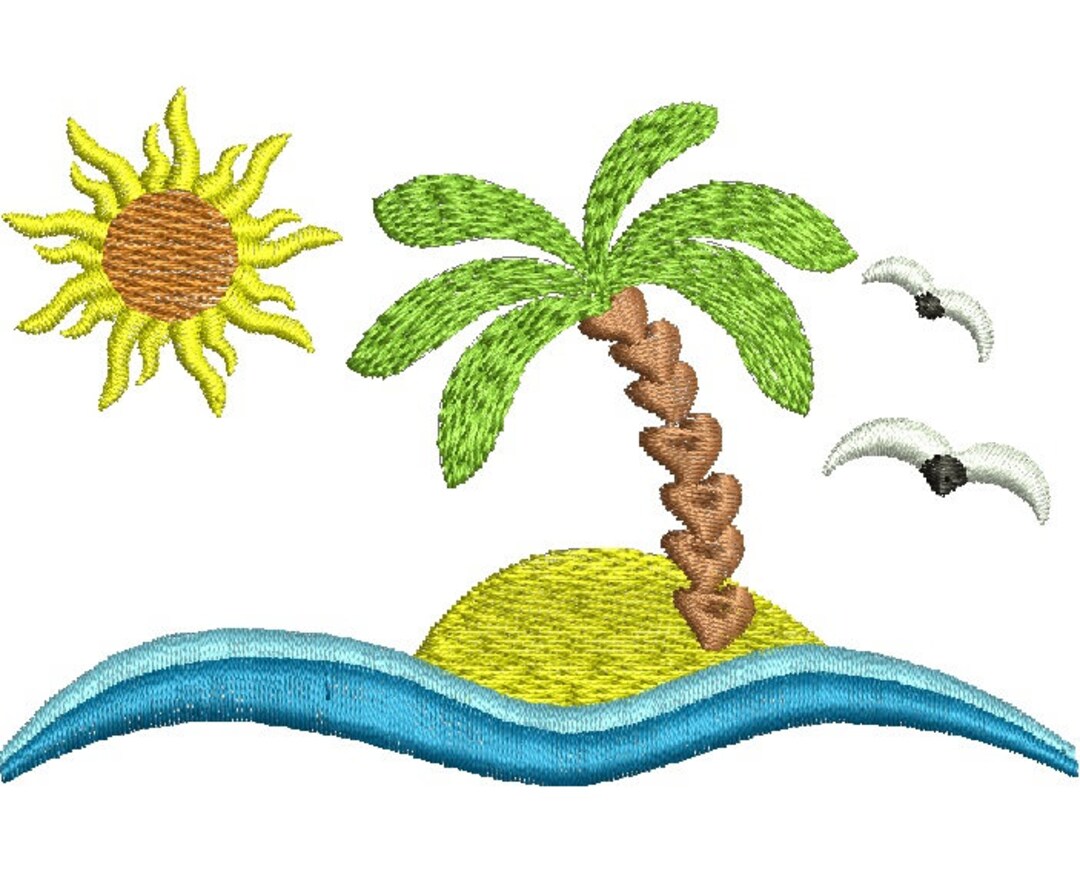 Palm Tree Summer Beach Machine Embroidery Designs, Instantly Download ...