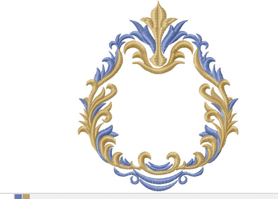 Baroque Monogram Frame Machine Embroidery Designs Instantly | Etsy