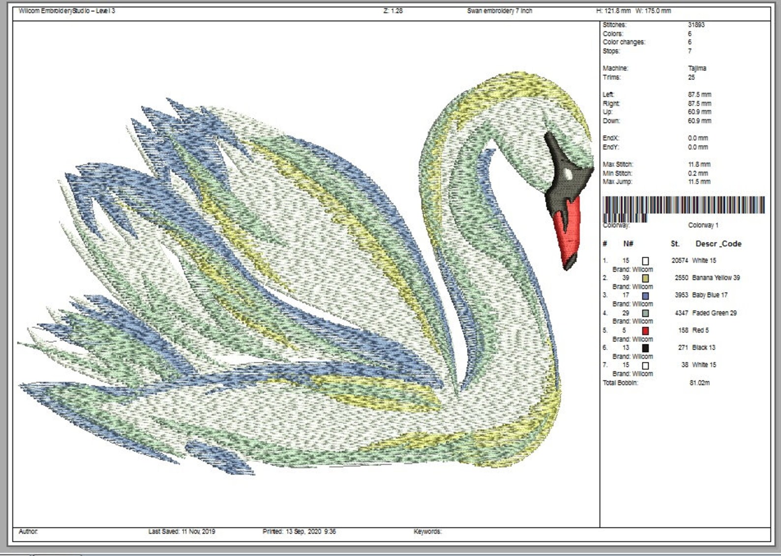 Swan Embroidery Machine Embroidery Design - Etsy