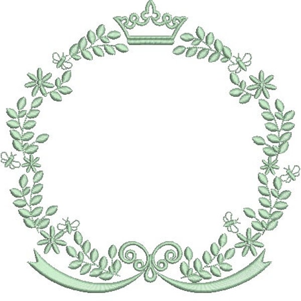 Crown Circle Embroidery Design - Etsy