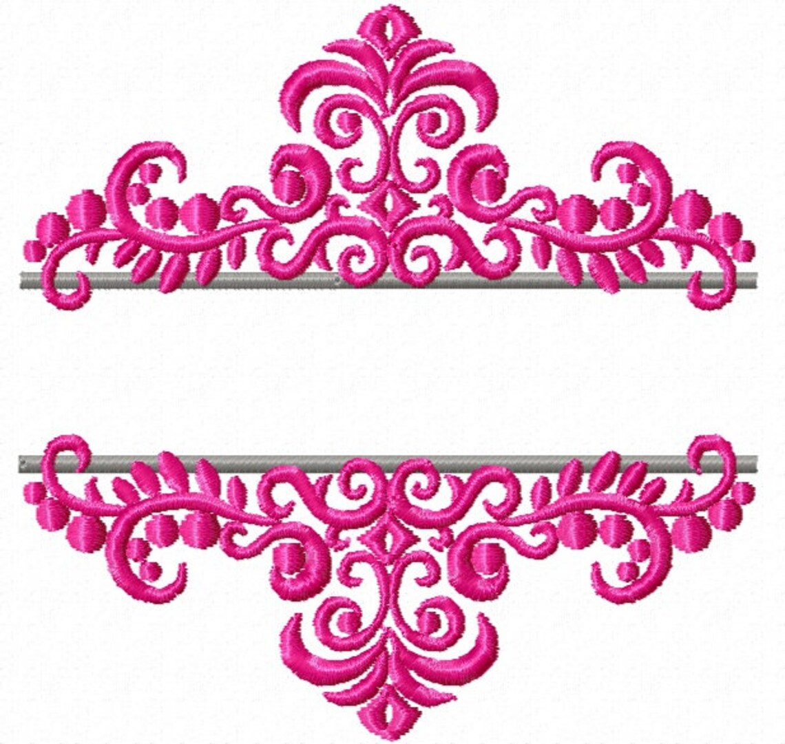 Split Flourish Floral Name Frame Machine Embroidery Design - Etsy