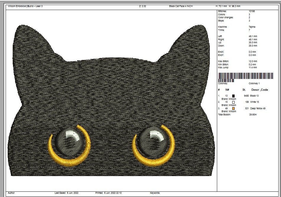 Cute Black Cat Face Machine Embroidery Designs Instantly - Etsy