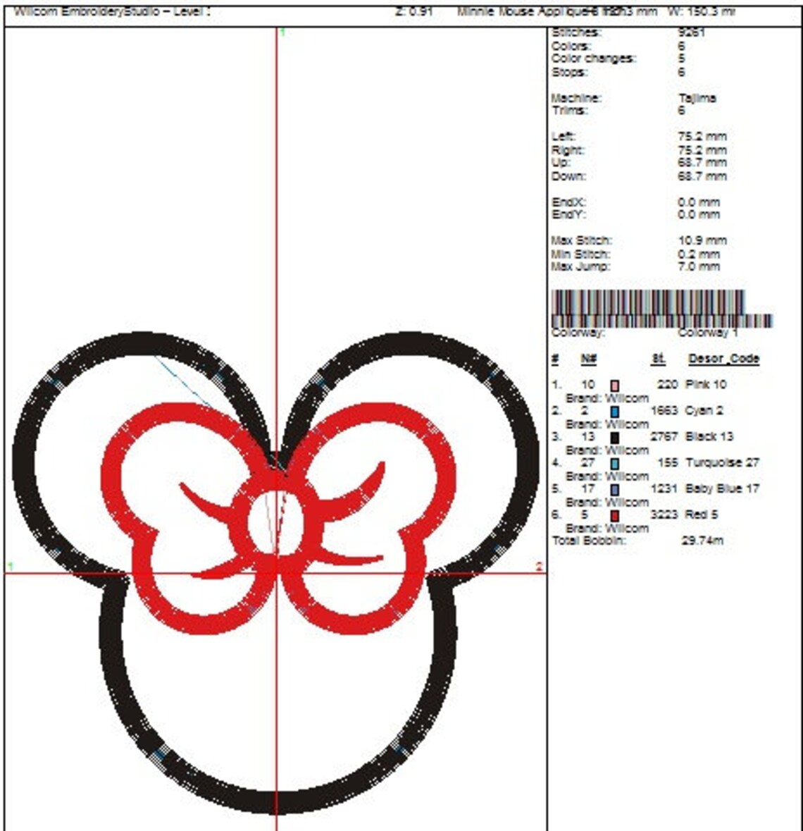 5 Sizes Minnie Mouse Applique Machine Embroidery Designs | Etsy