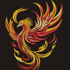 Red Gold Fire Phoenix Machine Embroidery Design, Instantly Download - Etsy