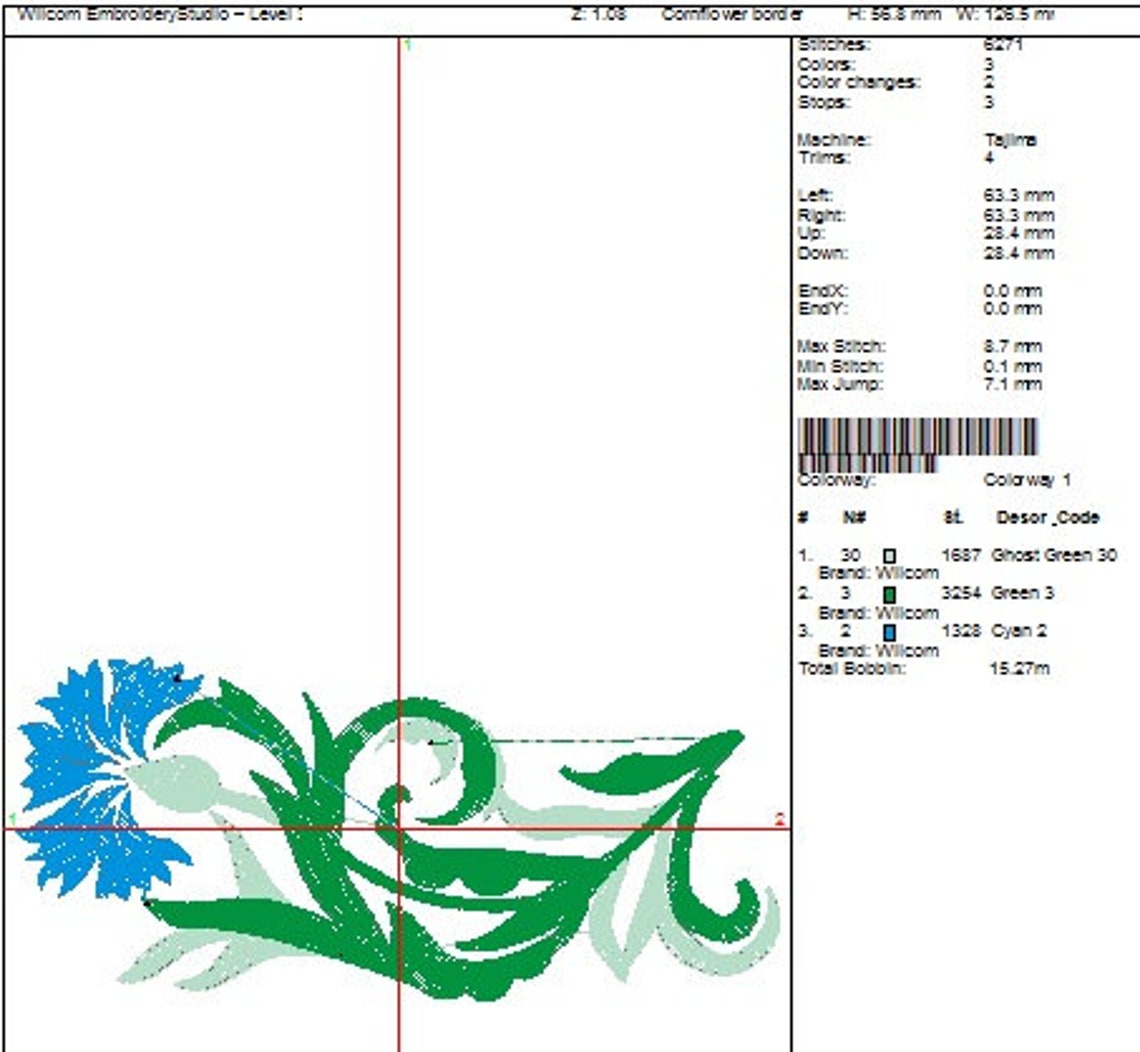 Cornflower Border Machine Embroidery Design Instantly - Etsy