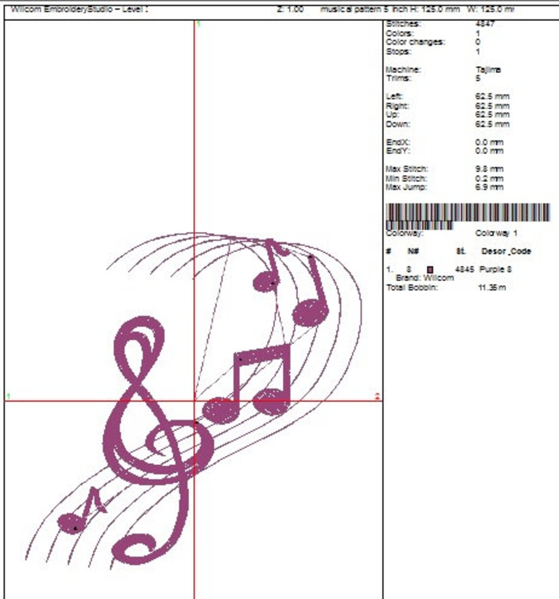 Musical Notes / Musical Pattern Machine Embroidery Designs | Etsy