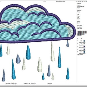 Cloud and Rain Machine Embroidery Design - Etsy