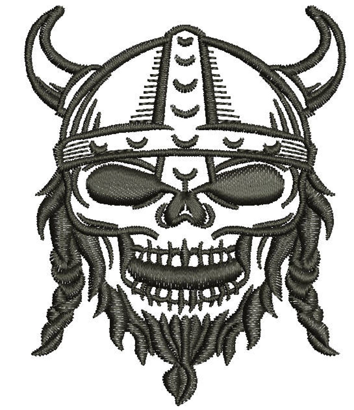 Viking Skull Machine Embroidery Design Instantly Download | Etsy