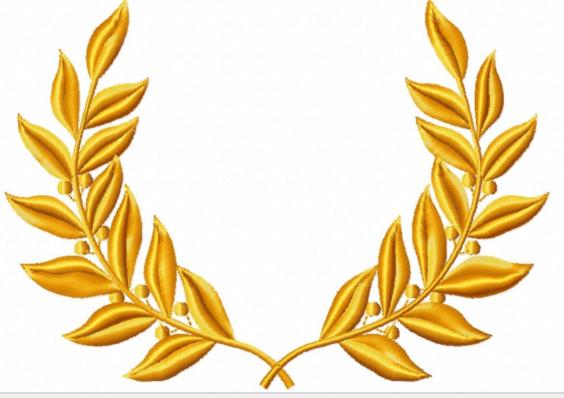 Gold laurel wreath Machine Embroidery Design | Etsy