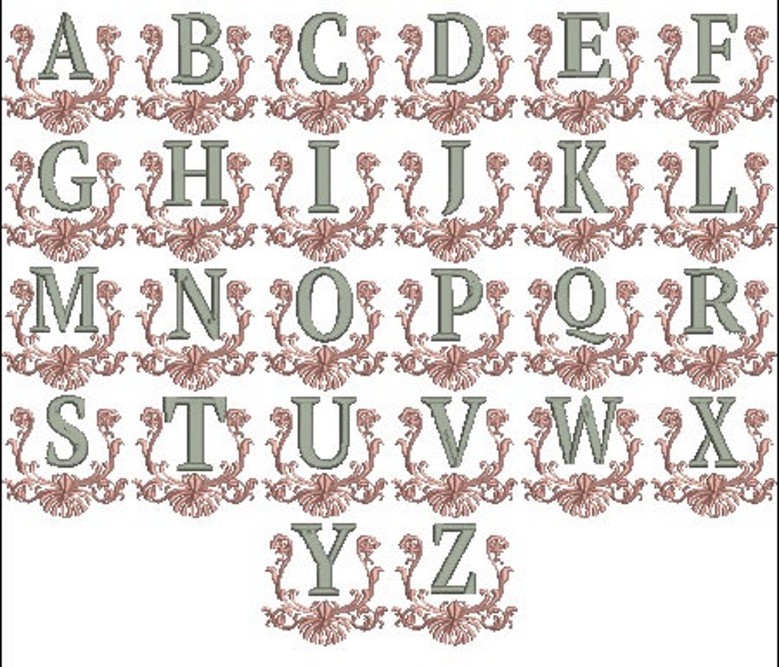 Victorian Pattern Font / Monogram Alphabet Machine Embroidery | Etsy