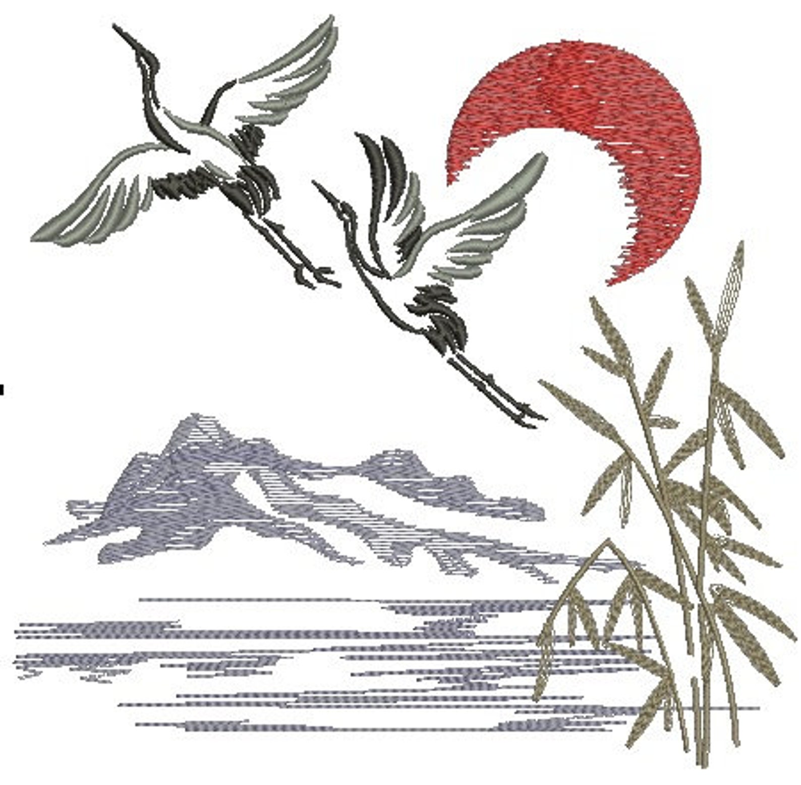 Japanese Cranes Machine Embroidery Design - Etsy