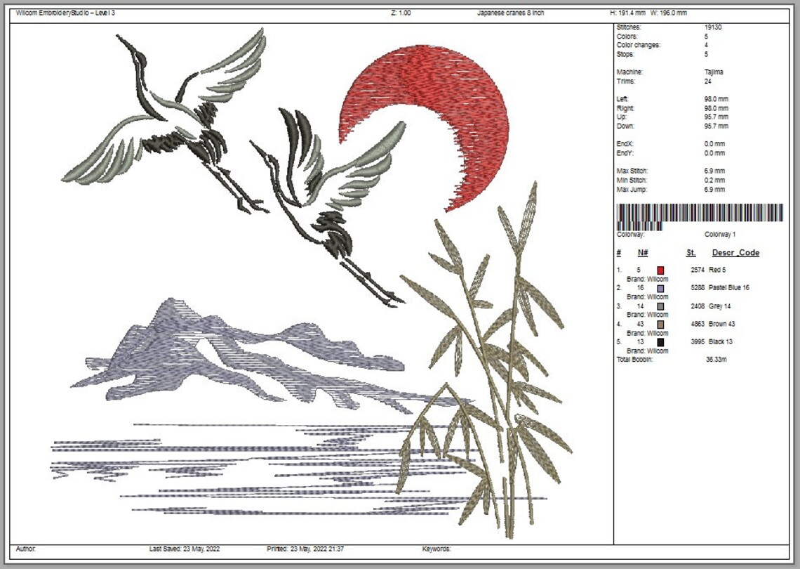Japanese Cranes Machine Embroidery Design - Etsy