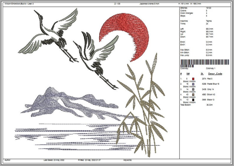 Japanese Cranes Machine Embroidery Design - Etsy