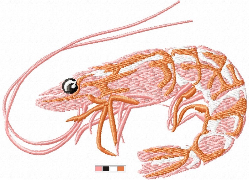 Shrimp Machine Embroidery Design Shrimp Embroidery Pattern - Etsy