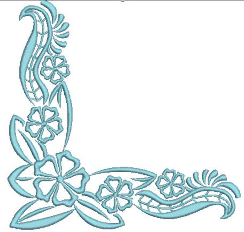 Set of Corner and Floral Border Machine Embroidery Design | Etsy