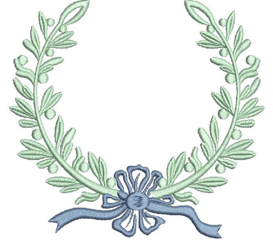 Olive Branch Laurel Wreath for Monogram Machine Embroidery | Etsy