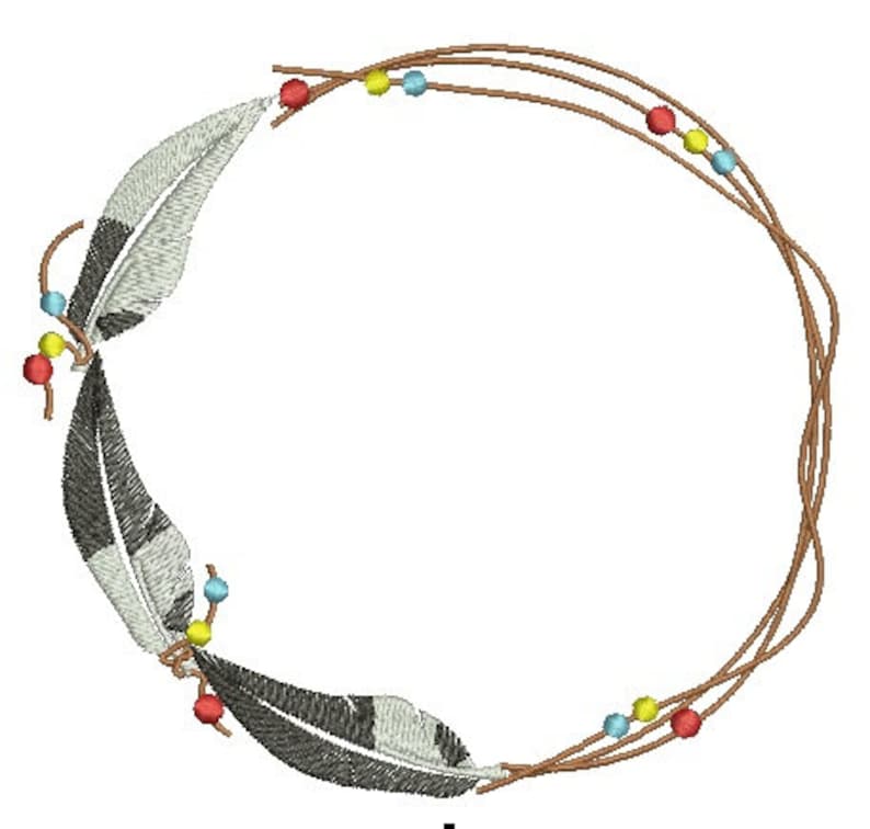 Boho Feather Wreath Design / Monogram Frame Machine Embroidery - Etsy