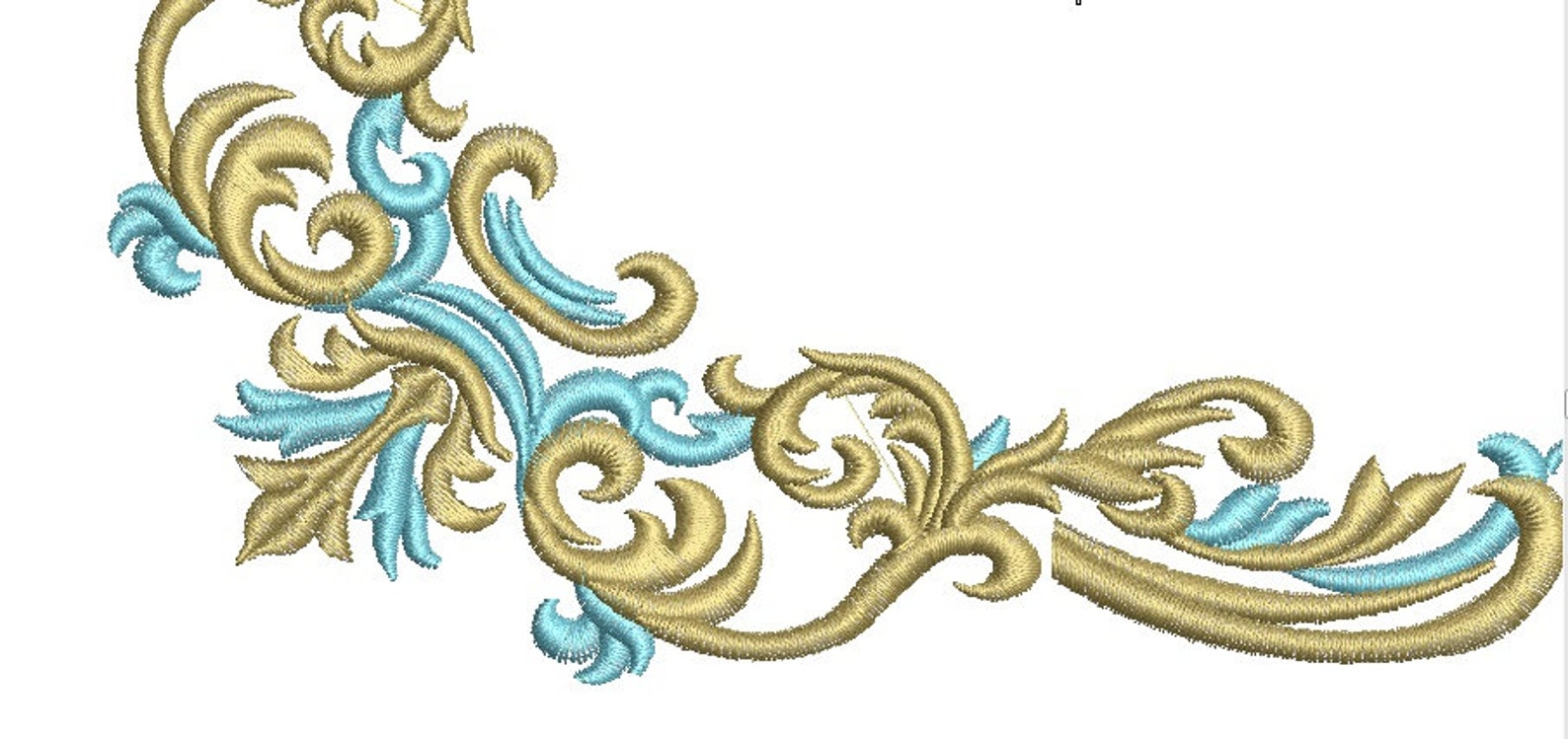 Baroque Victorian corner Machine embroidery design | Etsy