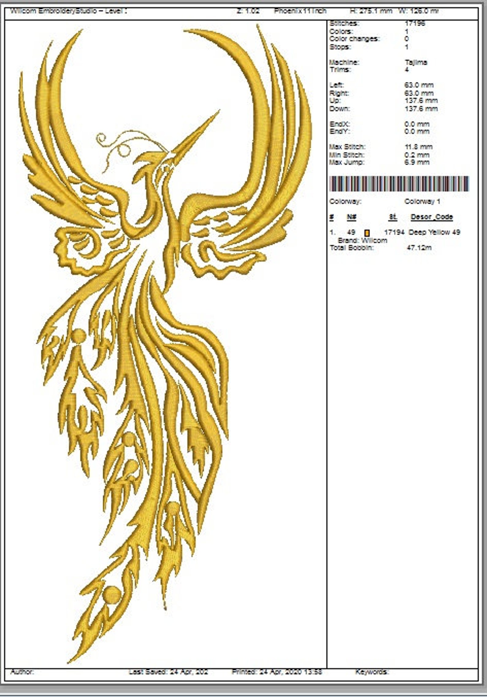 Phoenix Stickdatei sofort download | Etsy