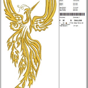 Phoenix Machine Embroidery Design, Instantly Download - Etsy