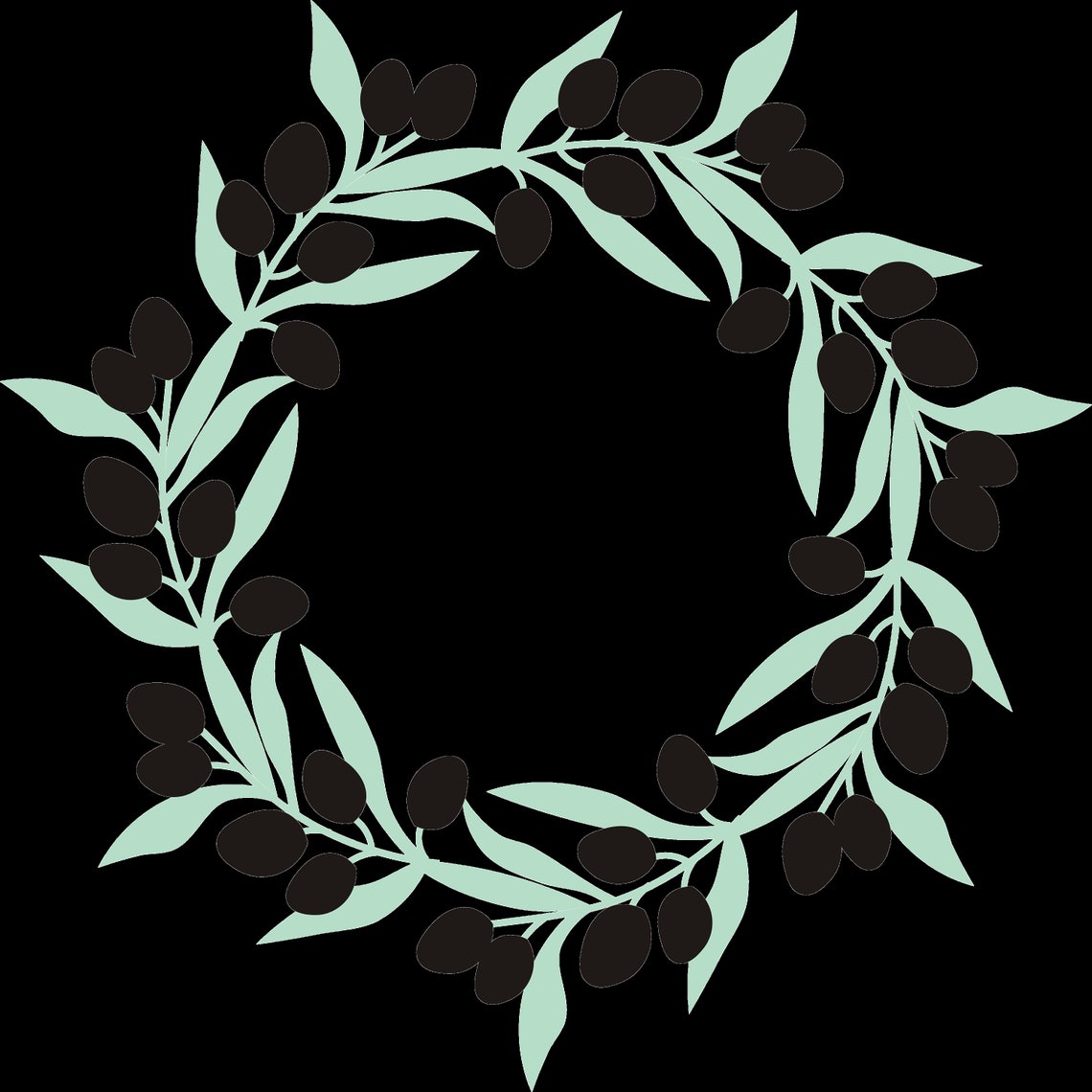 Olive wreath for monogram vector SVG. dxf PNG. EPS. jpg big | Etsy