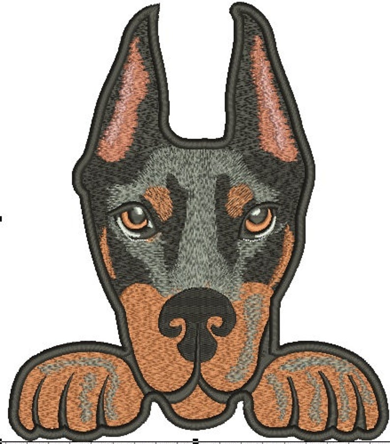 Doberman Peeking Dog on Pocket Machine Embroidery Design - Etsy