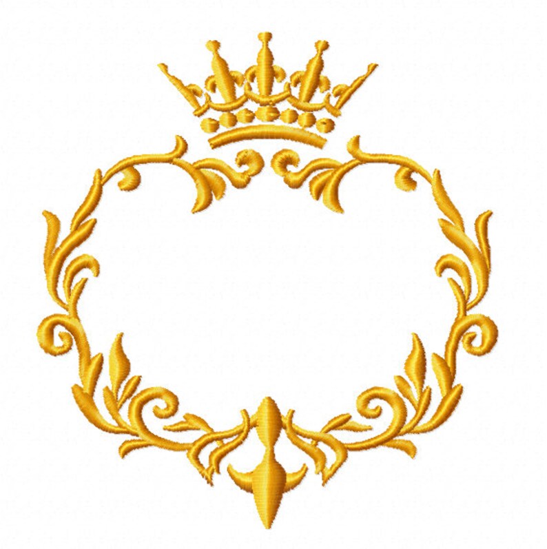 Monogram Frame With Crown Machine Embroidery Design - Etsy