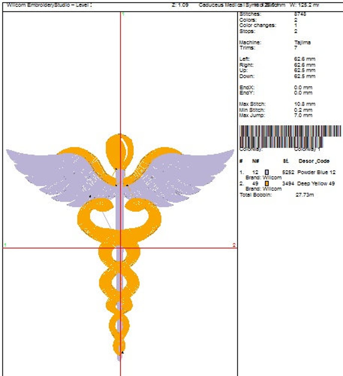 Caduceus Embroidery Medical Pattern Healthcare Design - Etsy