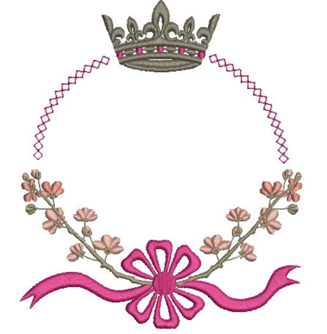 Sakura Wreath Bow and Crown Monogram Frame / Monogram Frame Machine ...