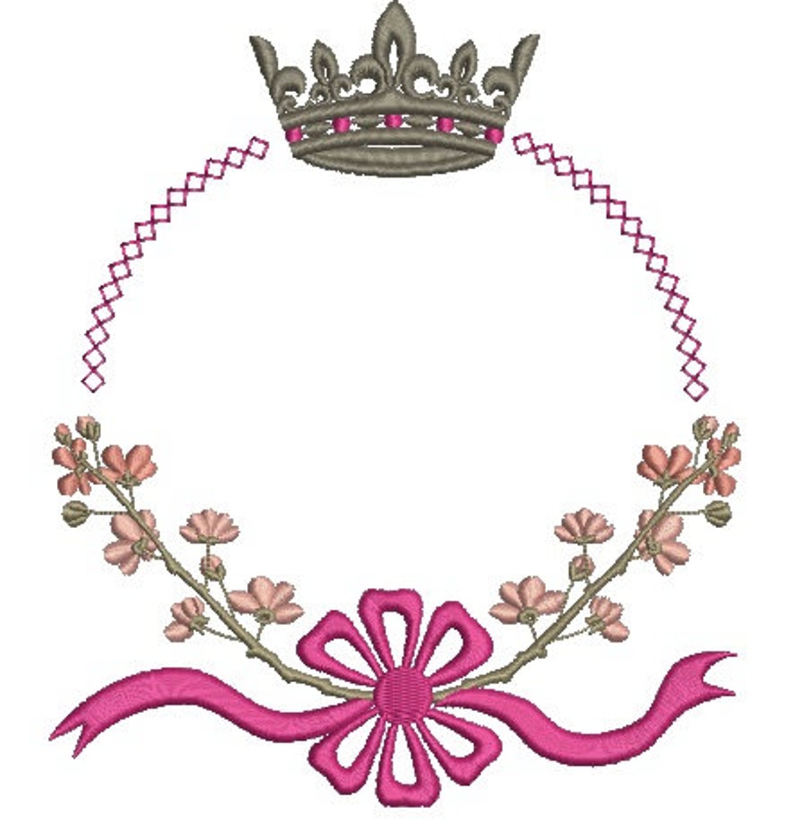 Sakura Wreath Bow and Crown Monogram Frame / Monogram Frame - Etsy