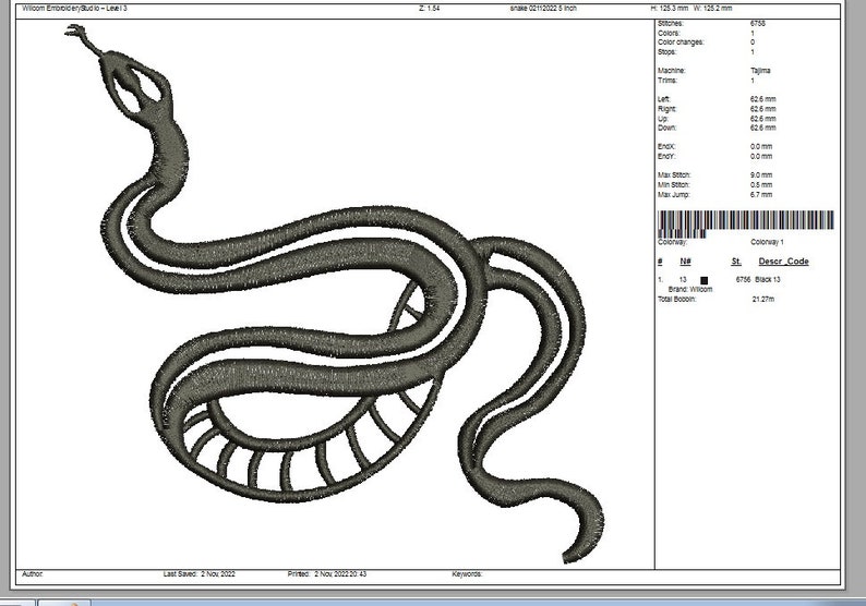 Snake Machine Embroidery Design Instantly Download - Etsy