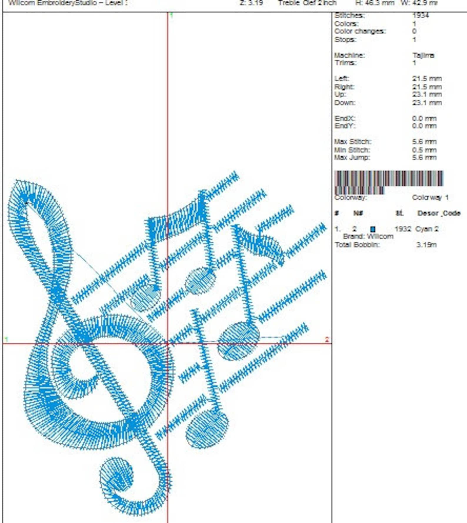 Treble Clef Music Notes Machine Embroidery Designs - Etsy